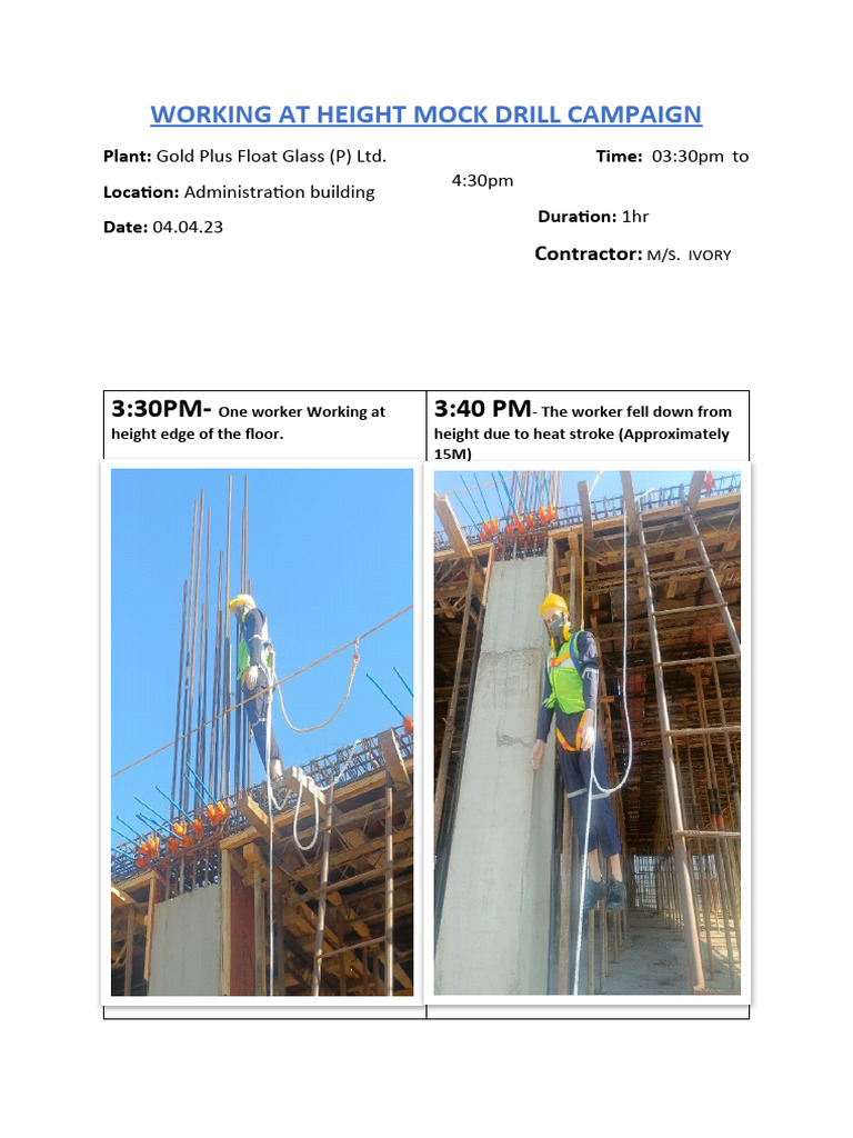 Woking at Height - Mock Drill Campaign | PDF