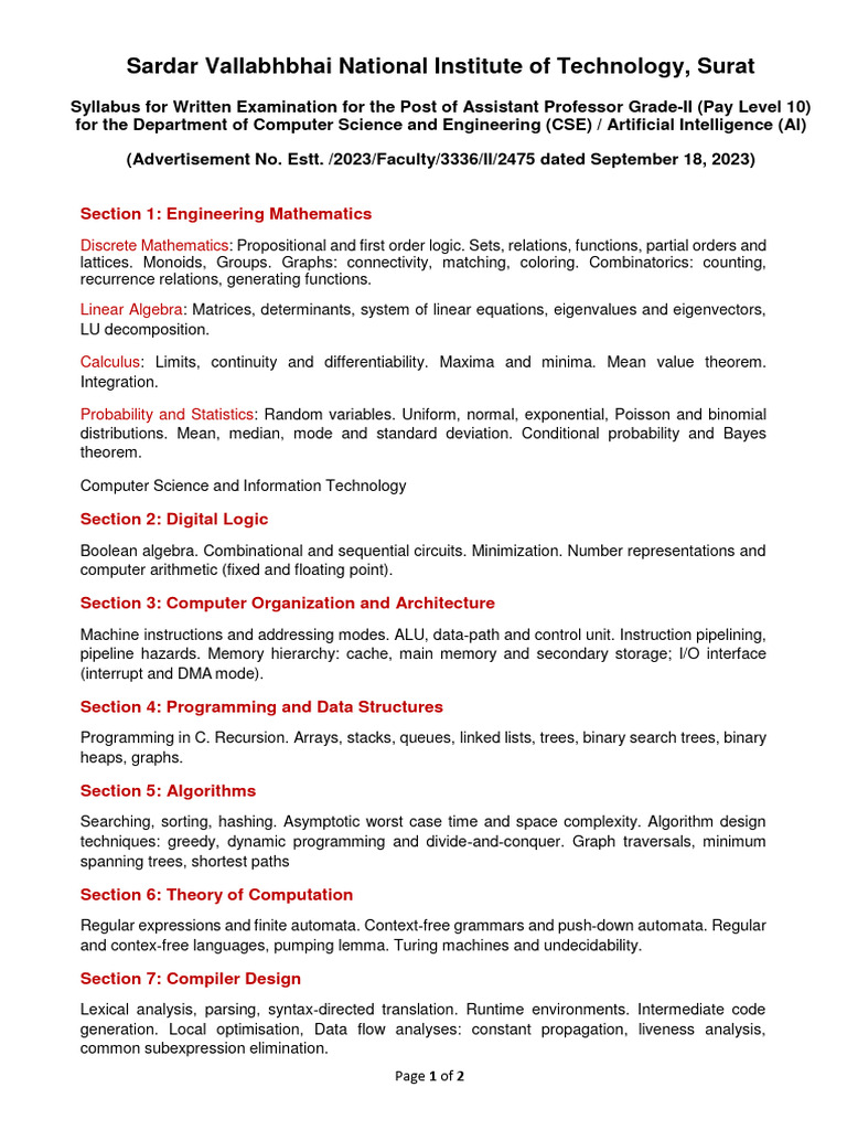 CSE & AI Syllabus | PDF | Internet Protocol Suite | Osi Model