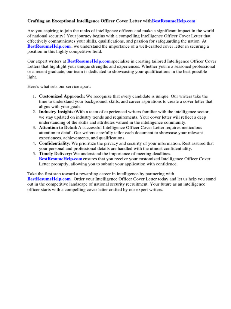 Intelligence Officer Cover Letter | PDF | Intelligence Analysis ...