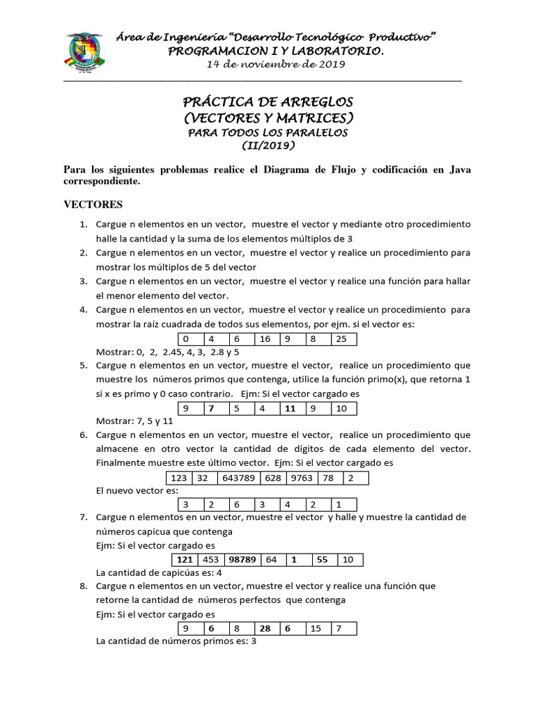 Práctica de Arreglos y Matrices en Java | PDF