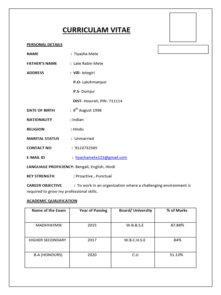 Tiyasha CV PDF - 1705550059514 | PDF
