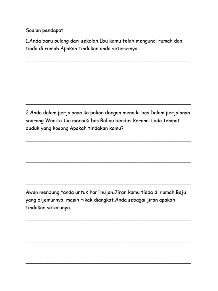 Soalan Pendapat | PDF