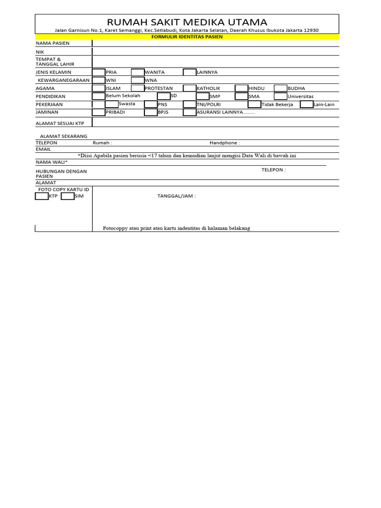 Form Identitas Pasien | PDF