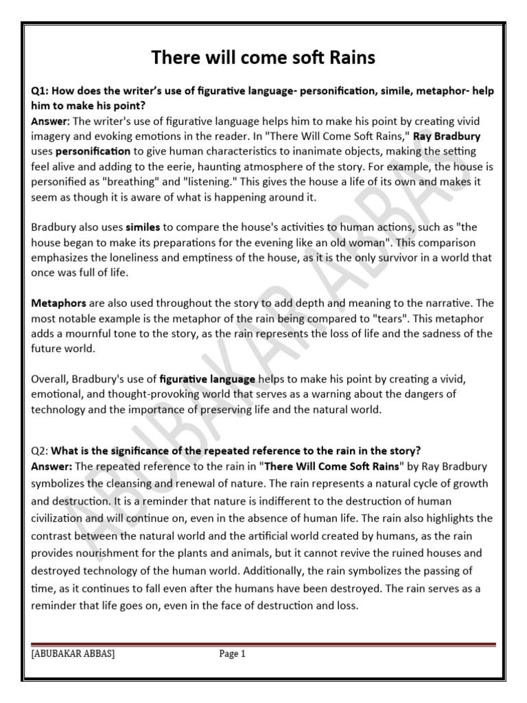 There Will Come Soft Rains - Copy | PDF | Metaphor | Anthropomorphism