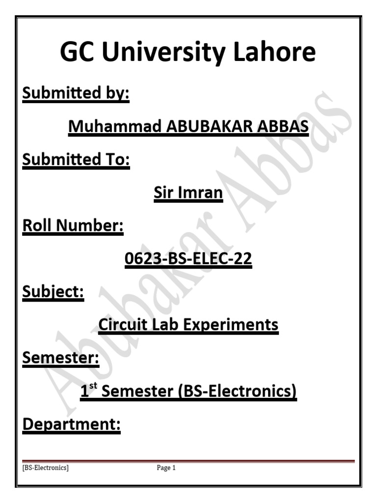 Circuit Lab Assignment 1 | PDF | Capacitor | Inductor Circuit Lab Assignment 1 | PDF | Capacitor | Inductor