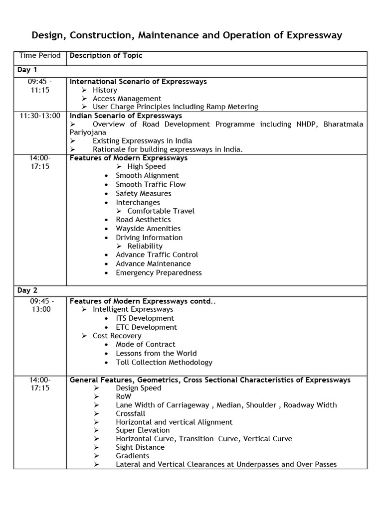 Expressway Design and Maintenance Guide | PDF | Controlled Access ...