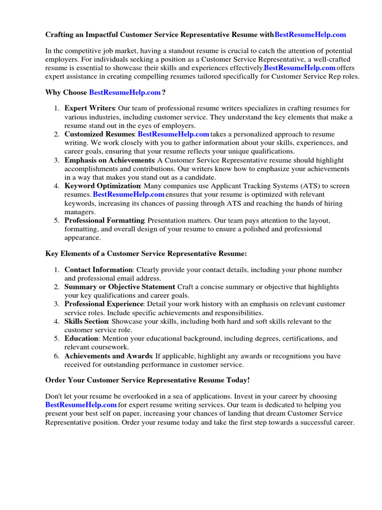 Customer Service Rep Resume | PDF | Résumé | Business Customer Service Rep Resume | PDF | Résumé | Business