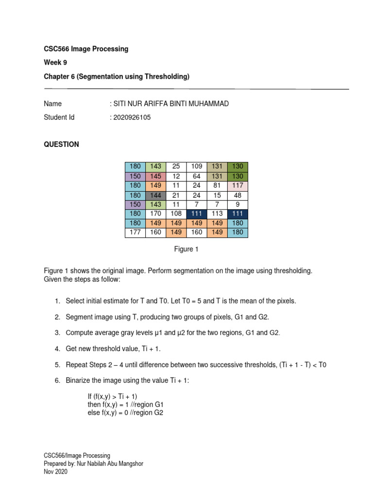 CSC566-Tutorial Thresholding | PDF | Image Segmentation | Film And Video Technology