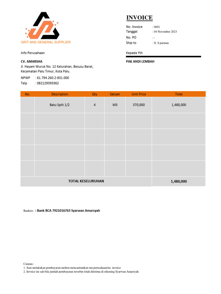 Invoice Amarsha Fix | PDF