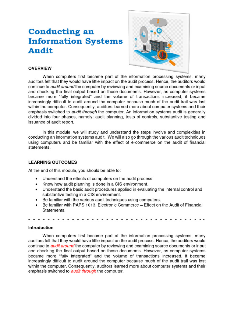 Module In Auditing In A Cis Environment Pdf Audit Internal Control