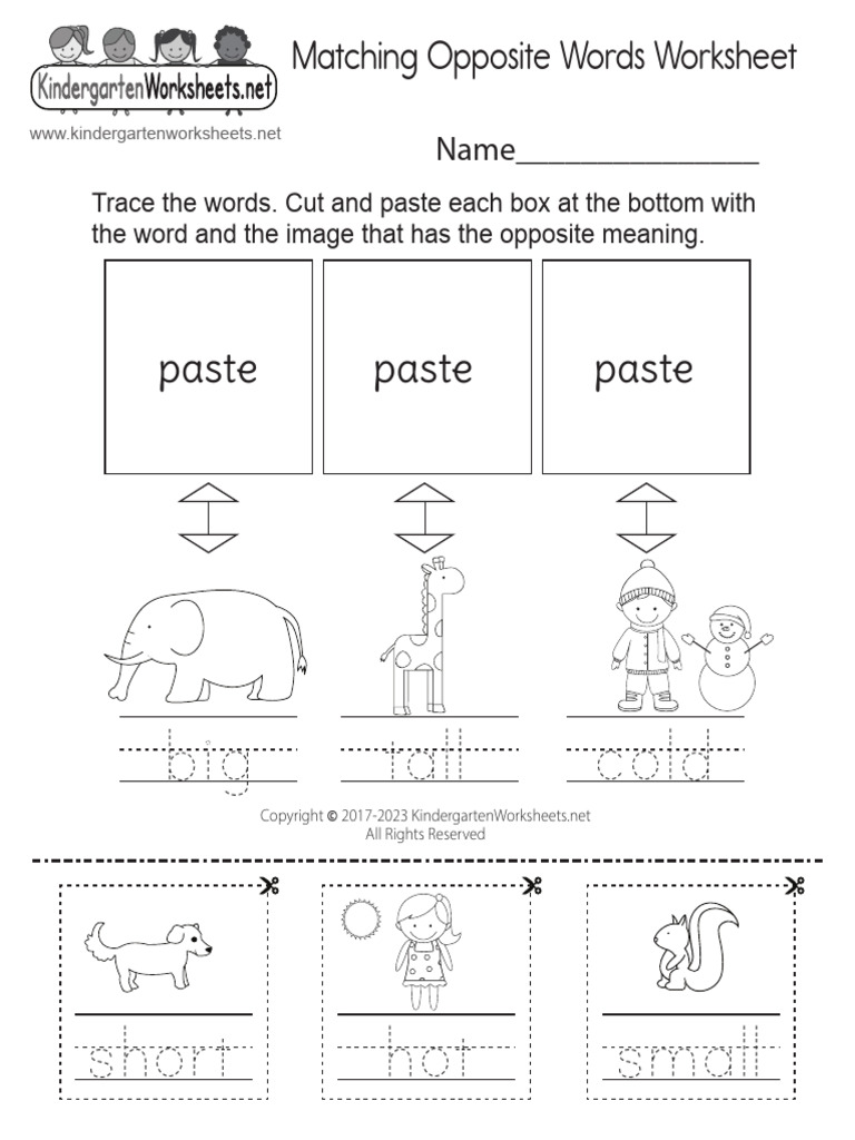 English Opposites Worksheet | PDF