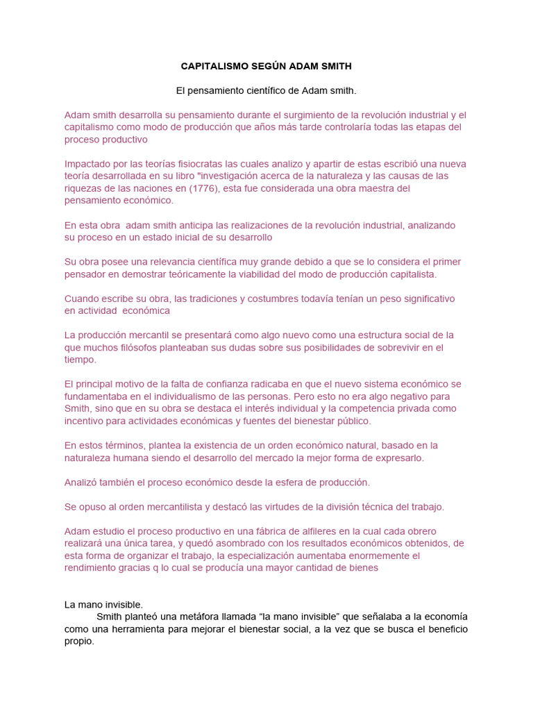 Adam Smith y el Capitalismo | PDF | Capitalismo | Precios
