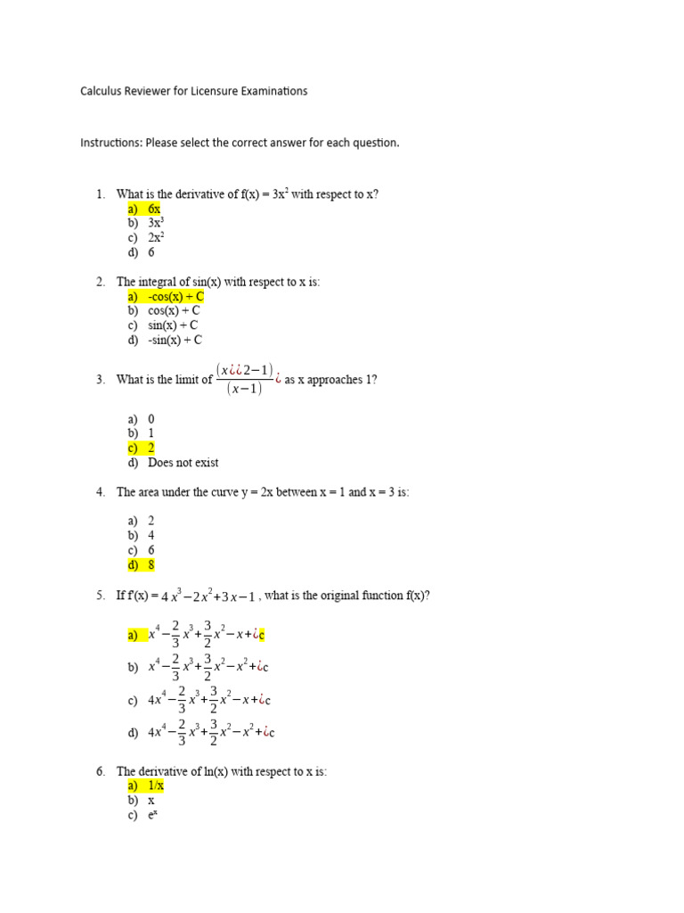 Calculus Reviewer For Licensure Examinations FINAL | PDF | Slope | Tangent