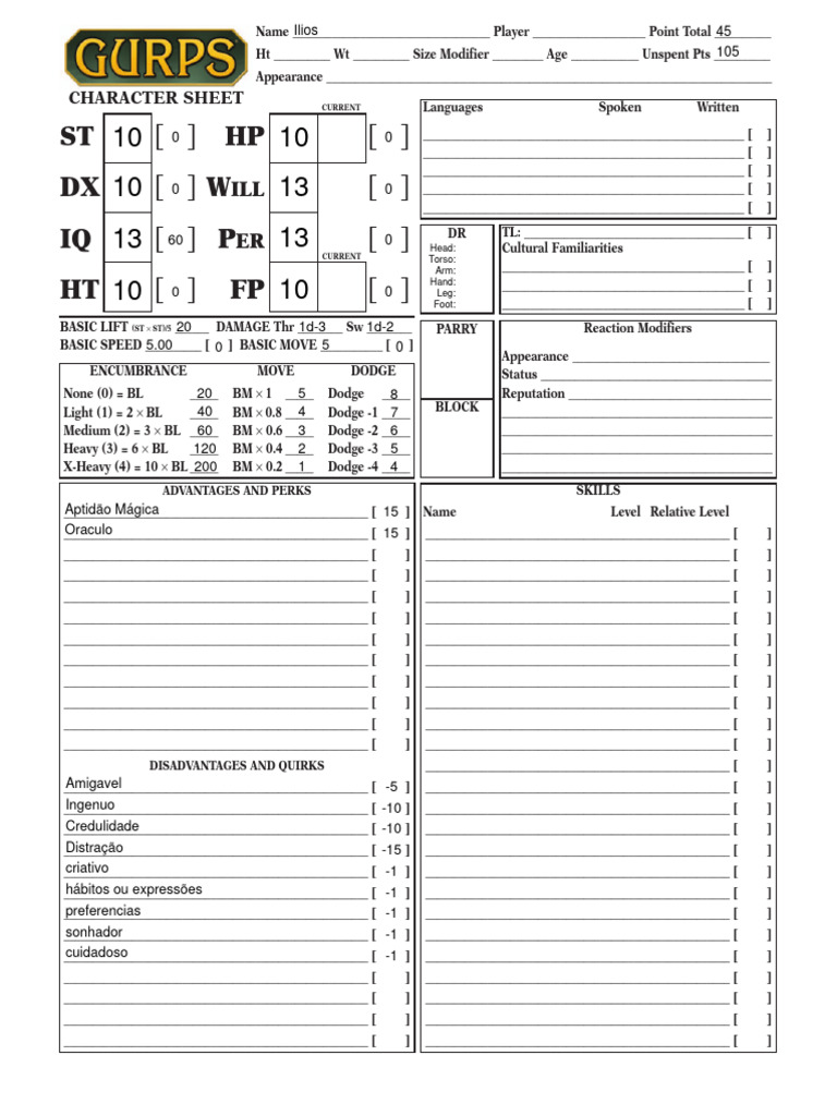 CharacterSheet Fillable | PDF | Role Playing Video Games | Gaming
