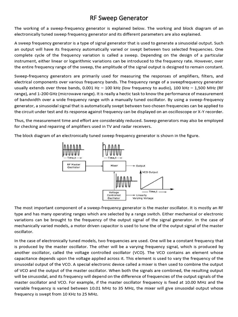 RF Sweep Generator & Function Generator | PDF | Frequency | Amplifier