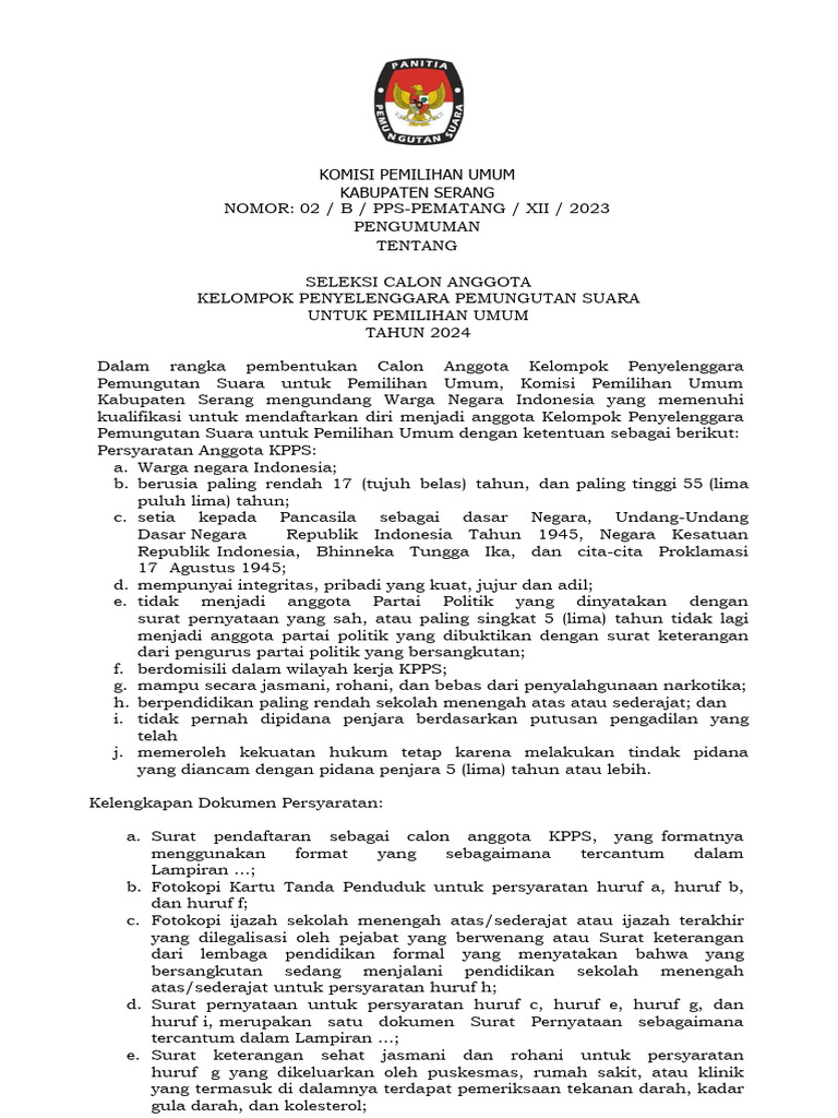 Formulir Pendaftaran Kpps Dan Ba Penetapan Master | PDF