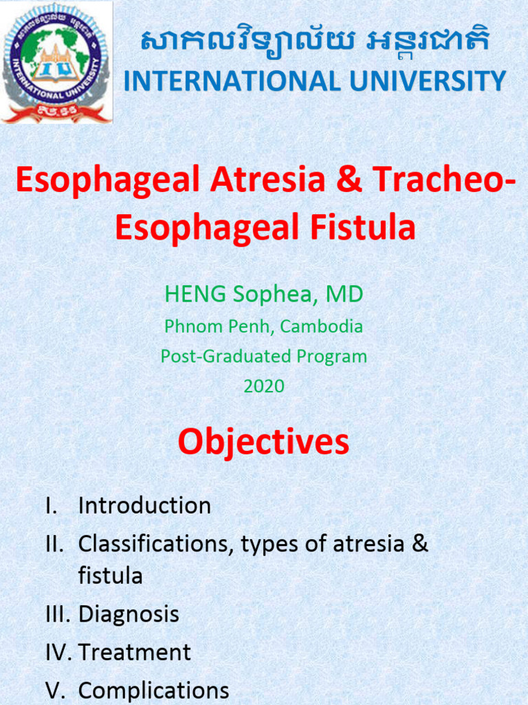 Esophageal Atresia & Tracheo-Esophageal Fistula: HENG Sophea, MD | PDF ...