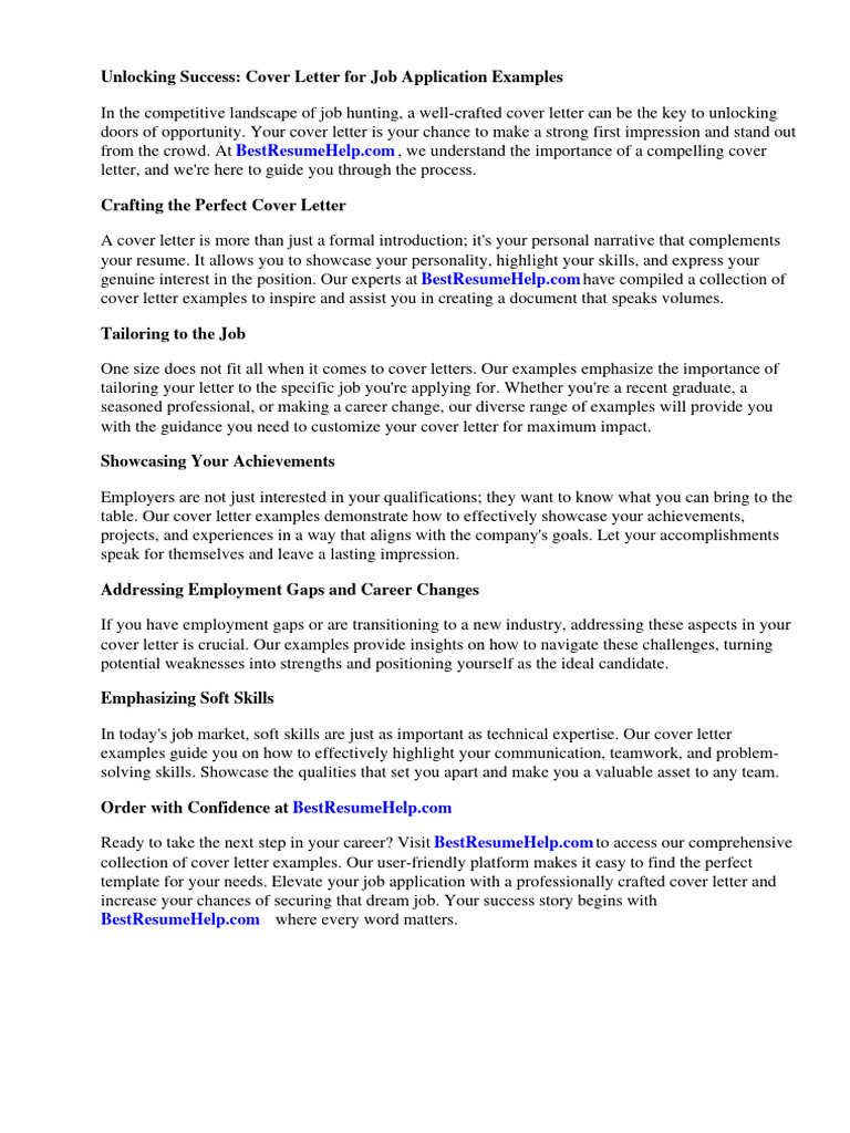 Cover Letter For Job Application Examples | PDF | Résumé