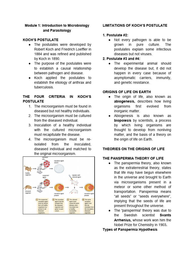 Module 1 - Introduction To Microbiology and Parasitology | PDF | Malaria | Tuberculosis