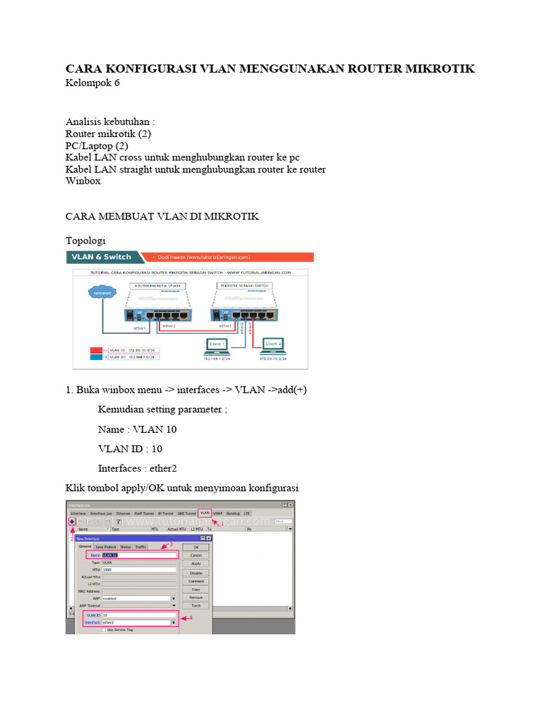 Konfigurasi VLAN di Mikrotik dengan Winbox | PDF