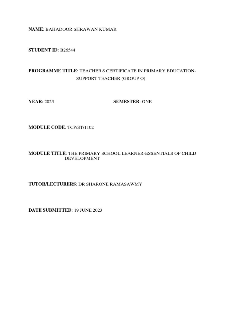 TCP 2023 Essentials of CD - Individual Assignment | PDF | Learning | Fluency