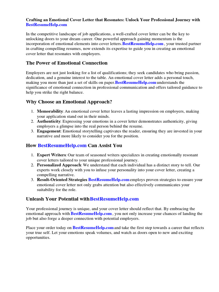 Emotional Cover Letter | PDF | Résumé | Mental Health