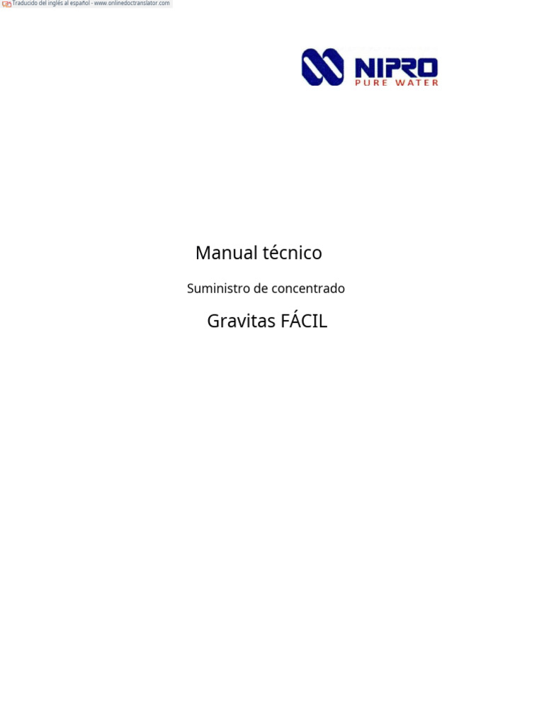 Manual Tecnico Suministro Concentrado | PDF
