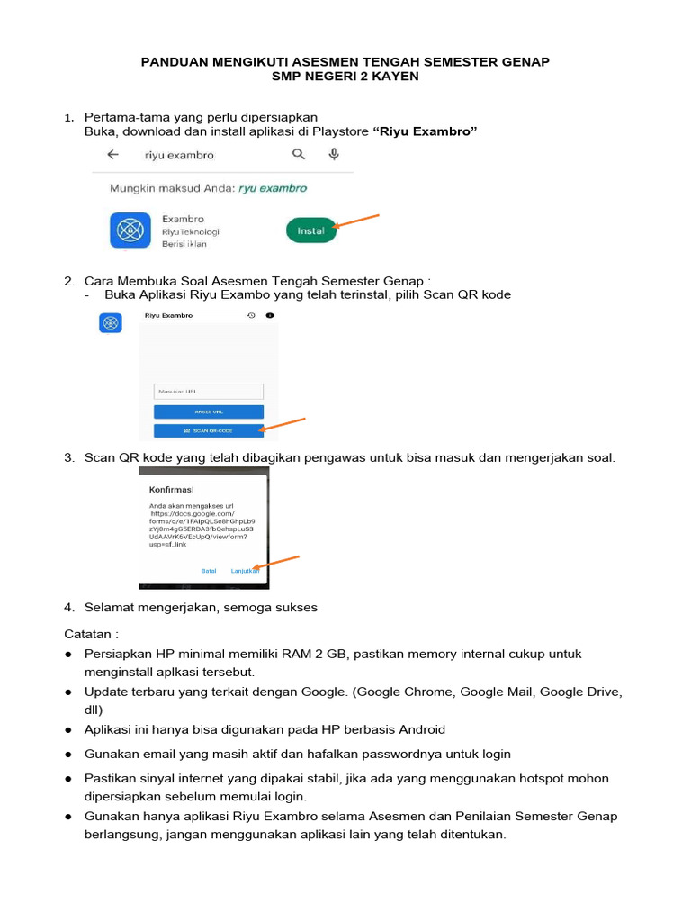 Panduan Asesmen dengan Riyu Exambro | PDF