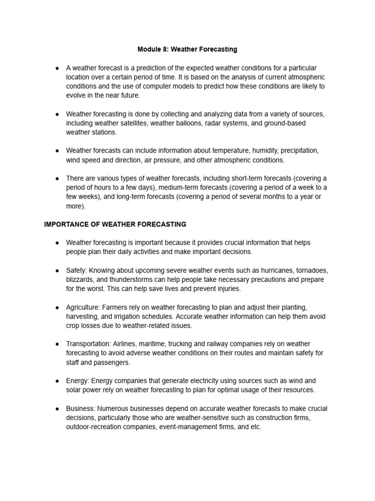 Meteorology - Module 8 | PDF | Weather Forecasting | Weather