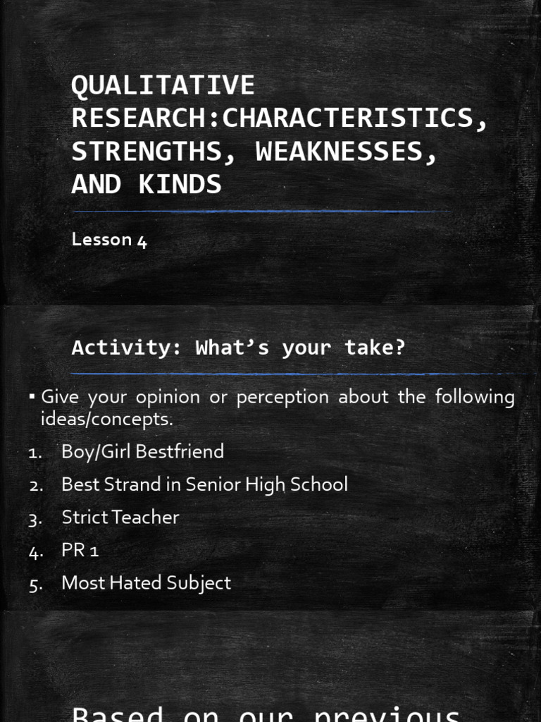 Lesson 4 Qualitative Research | PDF | Qualitative Research | Data