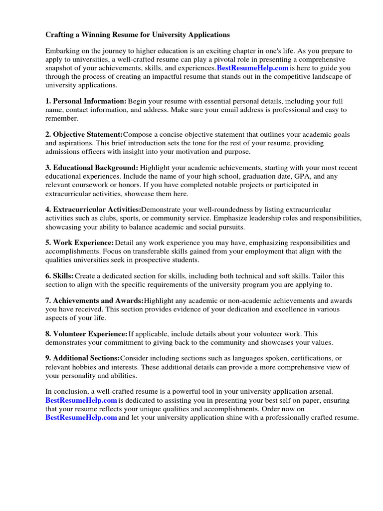 University Application Resume Guide | PDF | Résumé