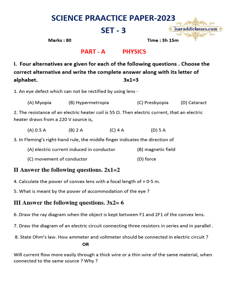Science Modal SET-3 | PDF | Sodium Hydroxide | Chemical Compounds
