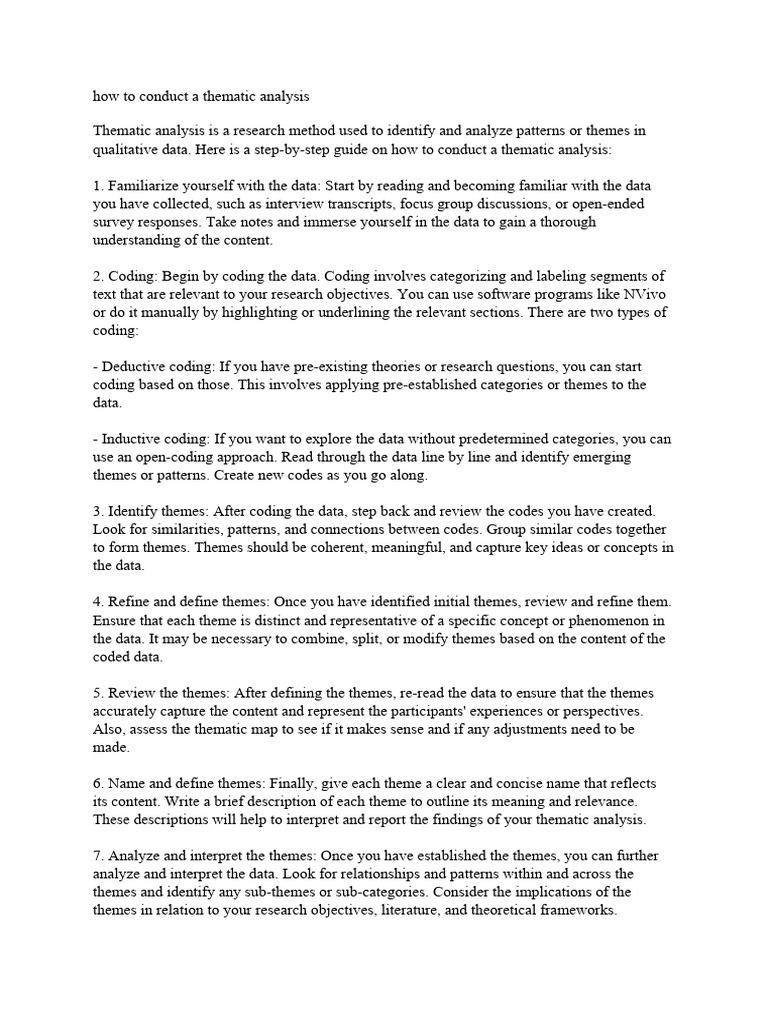 How To Conduct A Thematic Analysis | PDF