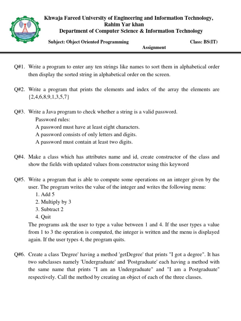 Assignment 02 12-03-2024 | PDF | Constructor (Object Oriented ...