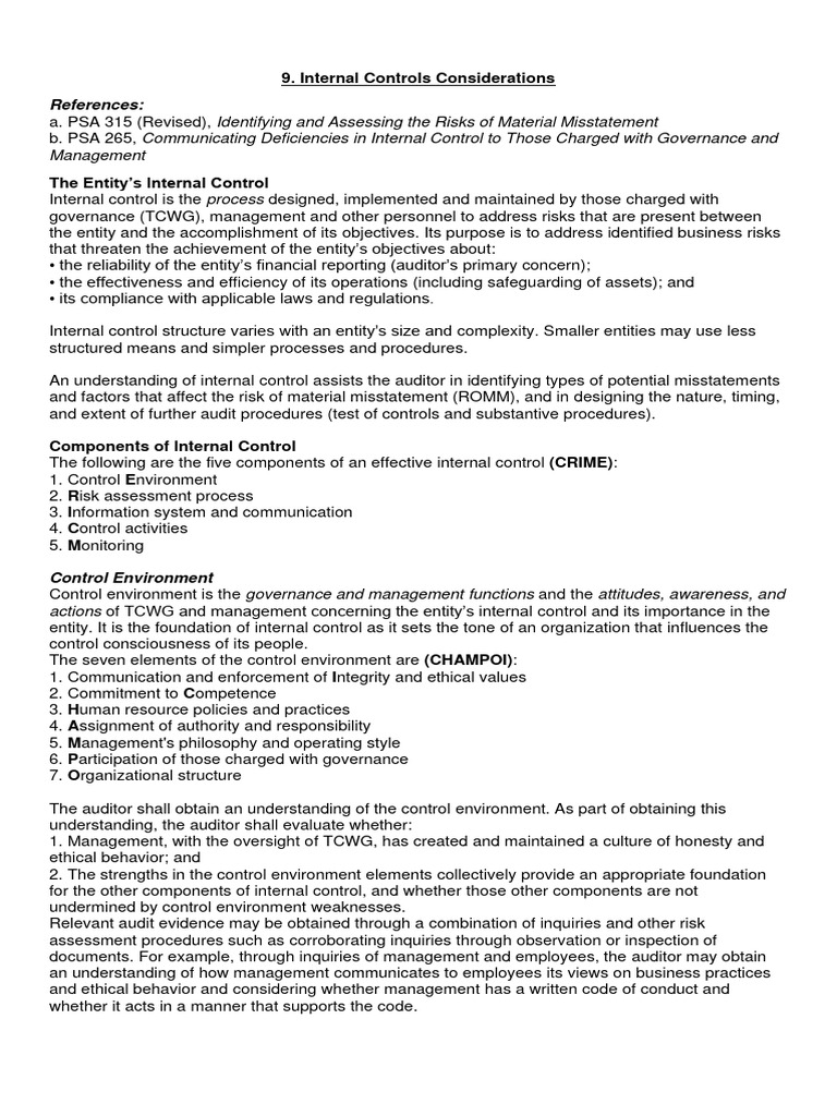 Internal Control Consideration | PDF