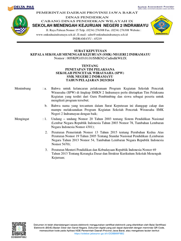 SK. SPW TP 2023-2024 Revisi 2 | PDF