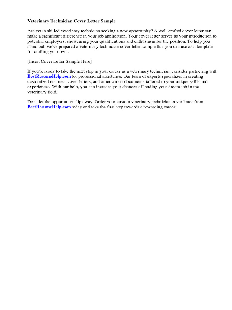 Veterinary Technician Cover Letter Sample | PDF | Résumé | Veterinary ...
