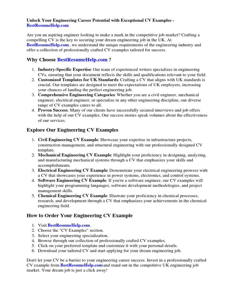 CV Examples Uk Engineering | PDF | Engineering | Résumé