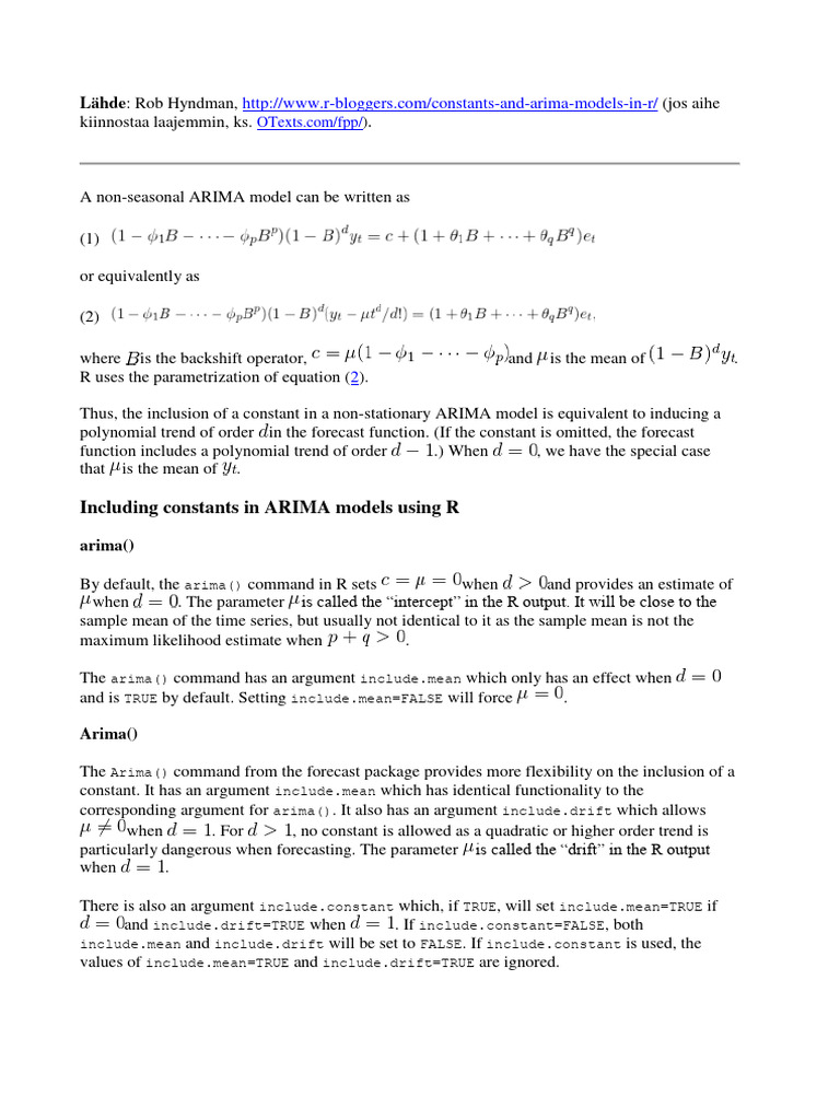 ARIMA Drift Hyndman | PDF | Autoregressive Integrated Moving Average | Numerical Analysis