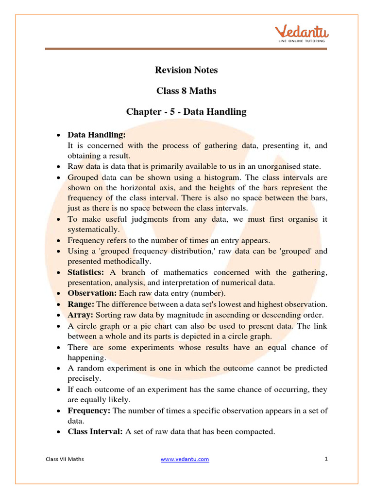 Class 8 Maths Data Handling Guide | PDF | Histogram | Applied Mathematics