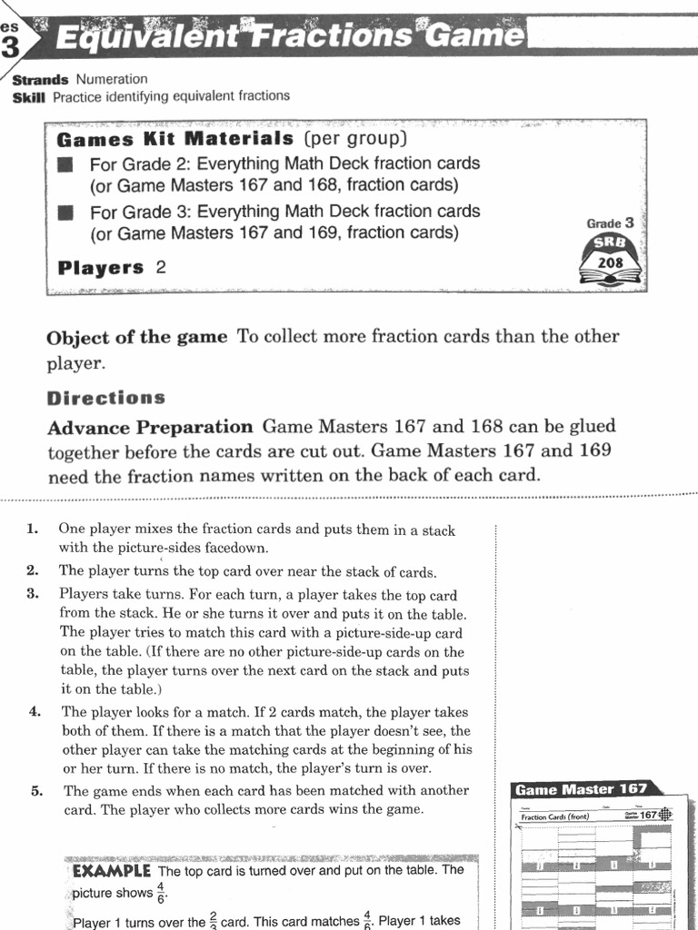 Equivalent Fractions Game | PDF