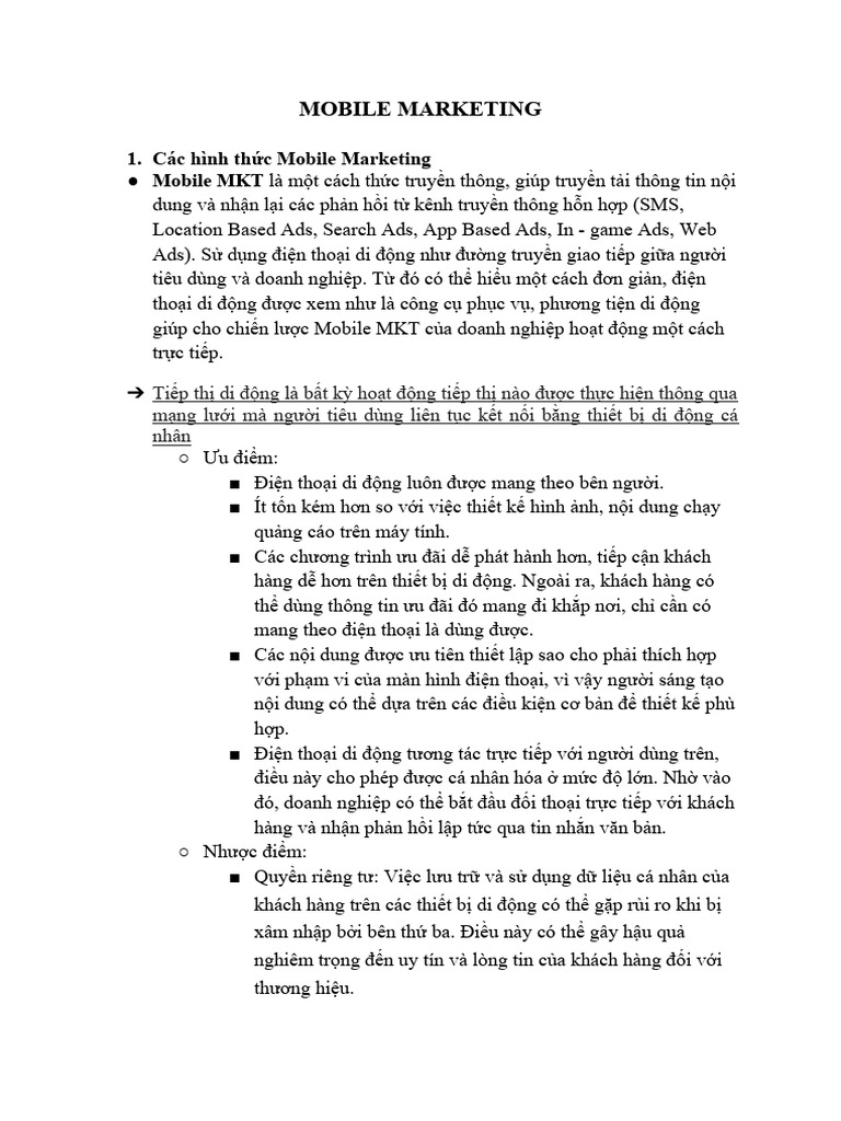 Lý thuyết Mobile Marketing | PDF