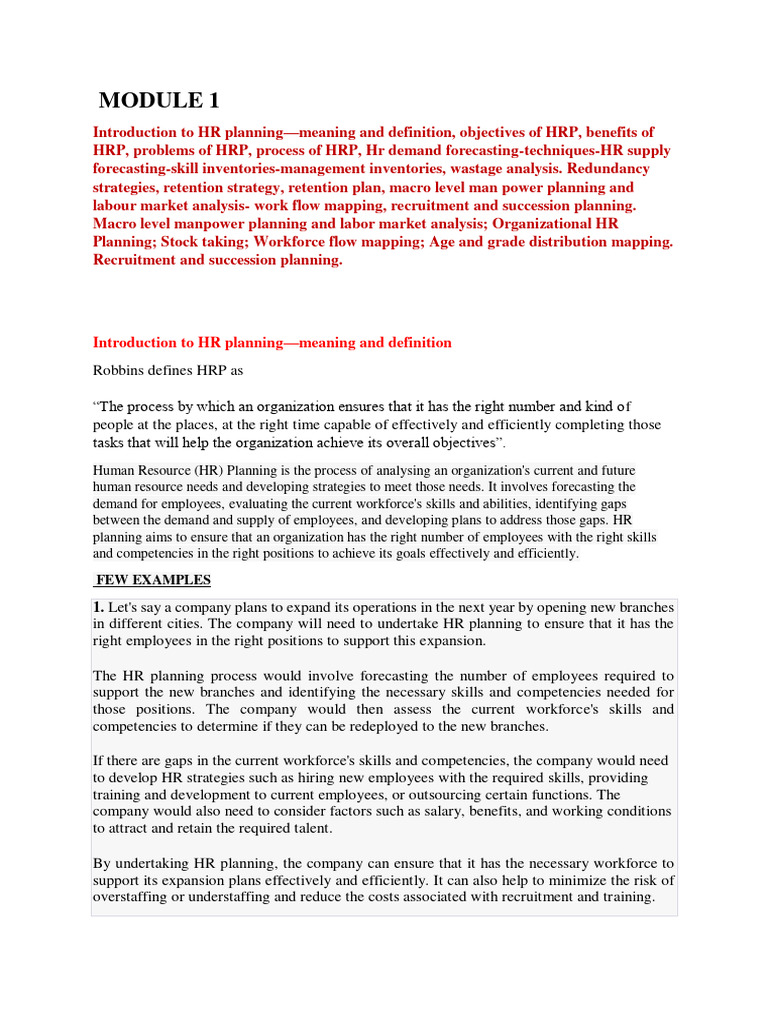 HRPD Notes (Module 1) | PDF | Employee Retention | Human Resources