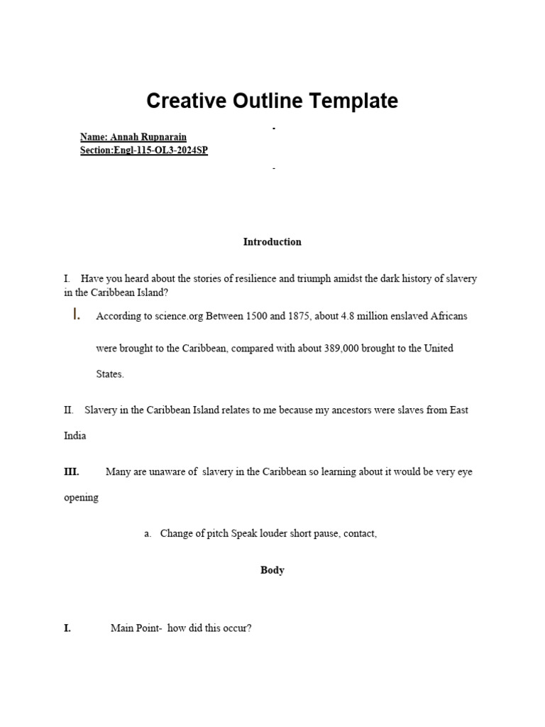 Creative Outline | PDF | Slavery | Atlantic Slave Trade