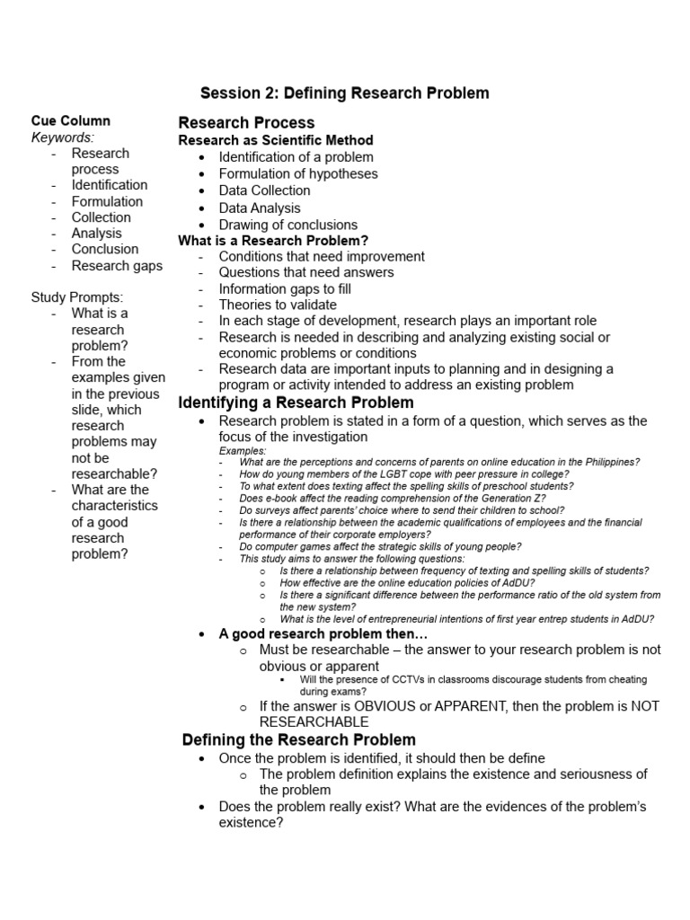 Session 2 Defining Research Problem | PDF | Social Media | Popular ...