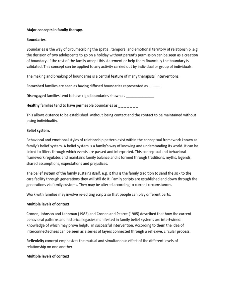 Major concepts in family therapy | PDF | Psychotherapy | Family Therapy