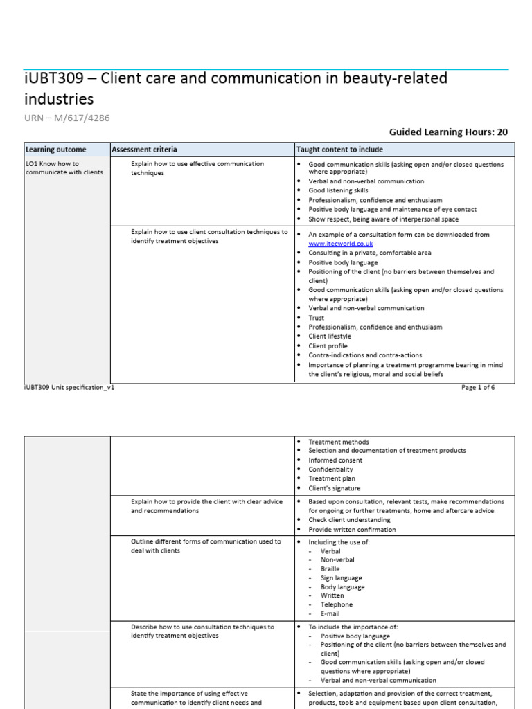 Client Care in Beauty Industries Guide | PDF | Communication ...