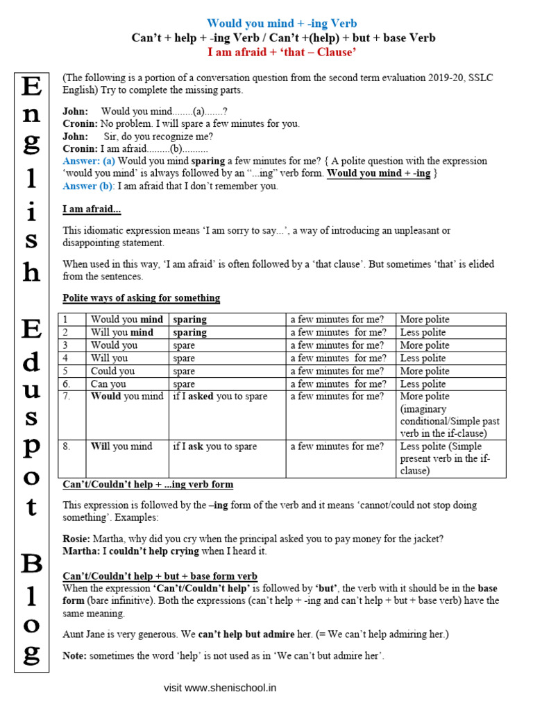 Polite Verb Forms in English Conversations | PDF | Question | Adjective