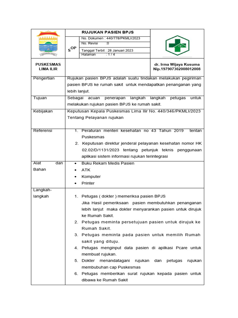 3.7 Revisi SOP Rujukan Pasien Bpjs | PDF | Pengembangan Diri | Sains & Matematika