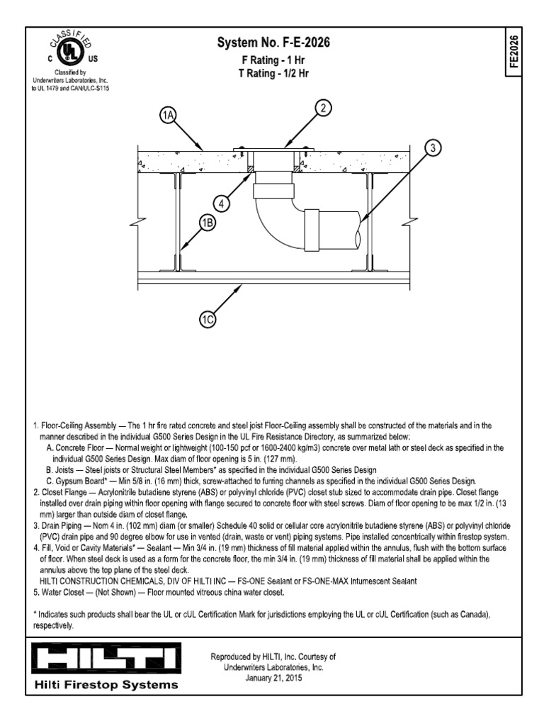 Hilti-Floor Drain Firestop Detail | PDF